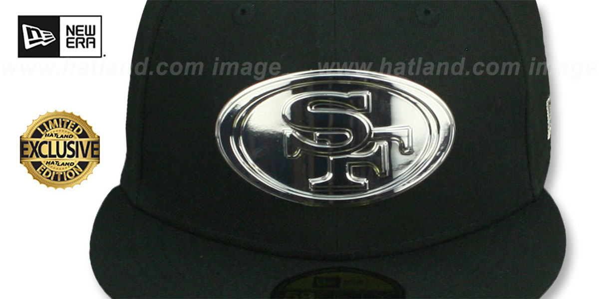 San Francisco 49ers SILVER METAL-BADGE Black Fitted Hat