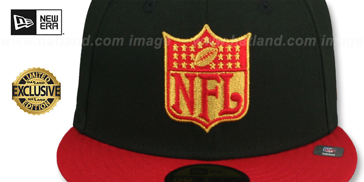 San Francisco 49ers THROWBACK NFL SHIELD-BASIC Black-Red Fitted H