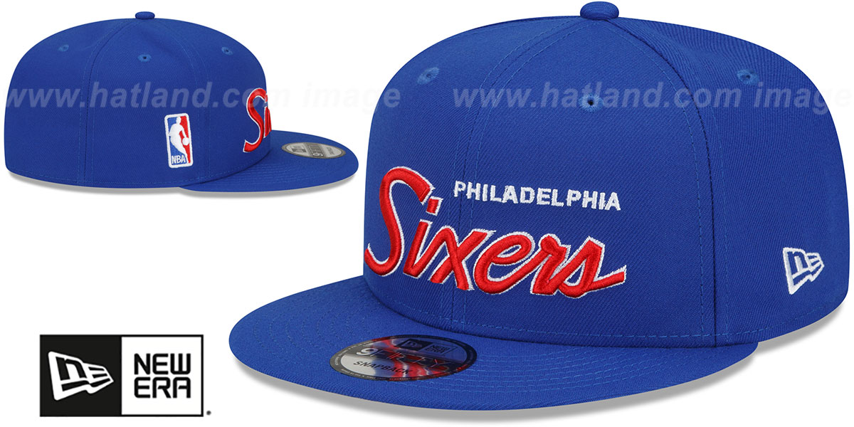 Philadelphia 76ers SCRIPT-UP SNAPBACK Royal Hat by New Era
