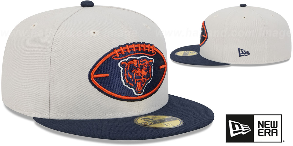 Chicago Bears 2024 HISTORIC SIDELINE Stone-Navy Fitted Hat
