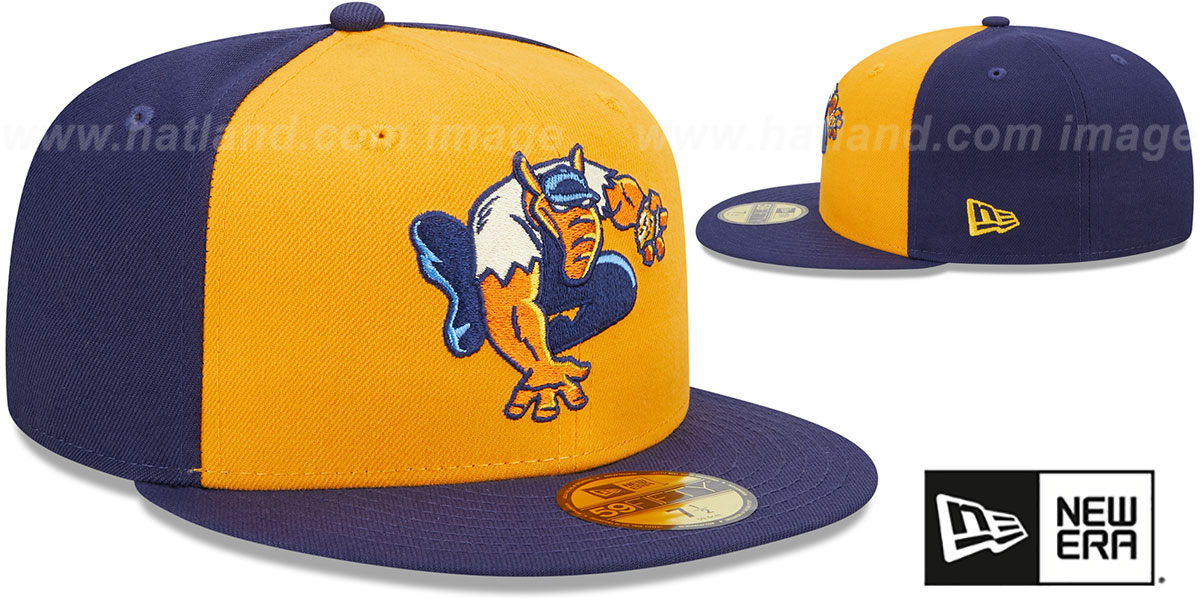 Montgomery Biscuits MILB MARVEL DEFENDERS Gold-Navy Fitted Hat