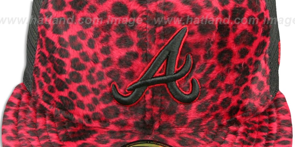 Atlanta Braves CHEETAH ANIMAL-FUR MESH-BACK Fitted Hat