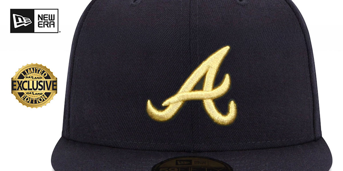 Atlanta Braves GOLD-METALLIC Black Fitted Hat by New Era