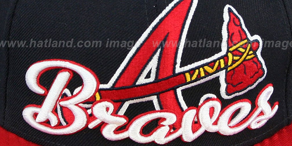 Atlanta Braves SCRIPT-PUNCH Navy-Red Fitted Hat by New Era