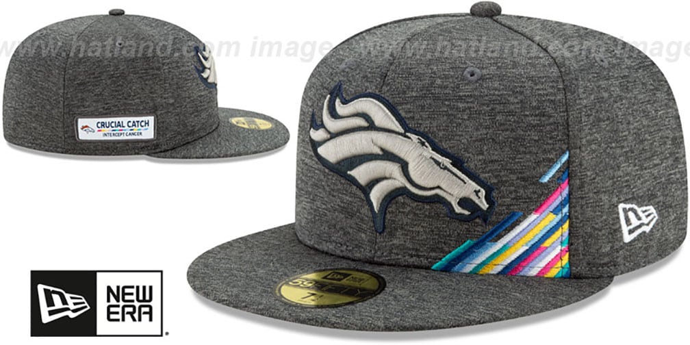Denver Broncos ONFIELD CRUCIAL CATCH Grey Fitted Hat
