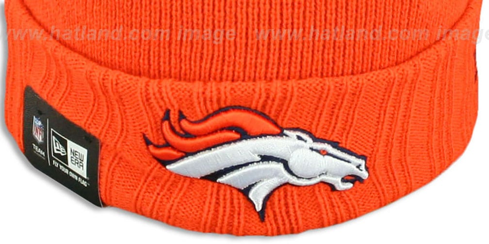 Denver Broncos SUPER BOWL PATCHES Orange Knit Beanie Hat