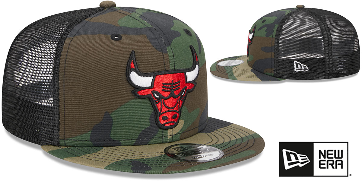 Chicago Bulls ARMY CAMO TRUCKER Woodland-Black Hat