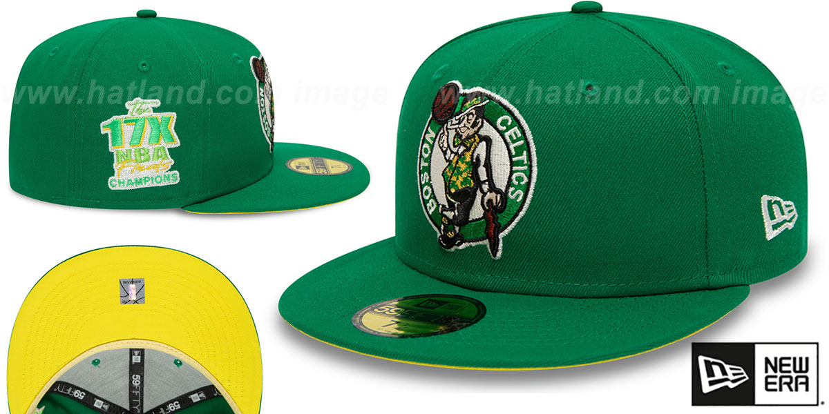 Boston Celtics 17X NBA CHAMPS CITRUS POP Green-Yellow Fitted Hat