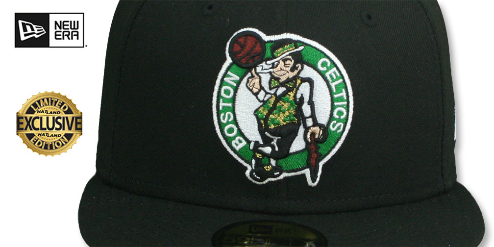 Boston Celtics PINK-BOTTOM Black Fitted Hat by New Era