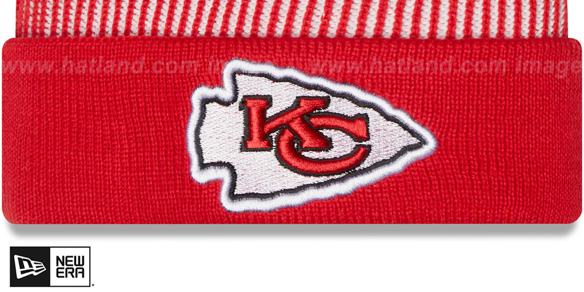 Kansas City Chiefs STRIPED Knit Beanie Hat by New Era