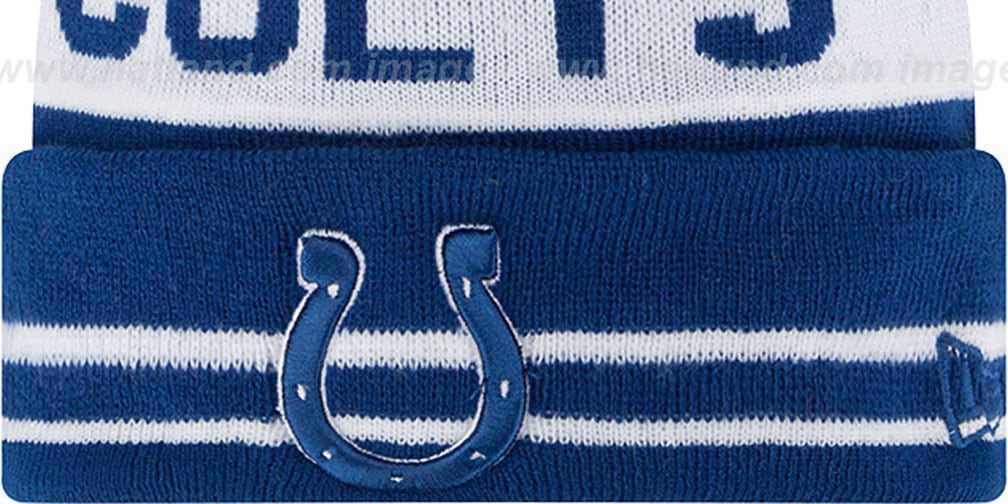 Colts THE-COACH Royal Knit Beanie Hat by New Era