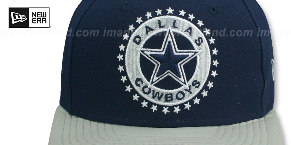 Dallas Cowboys LEATHER TAG SNAPBACK Navy-Grey Hat by New Era