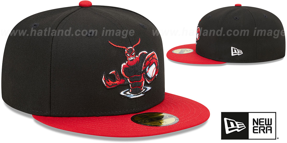 Hickory Crawdads MILB MARVEL DEFENDERS Black-Red Fitted Hat