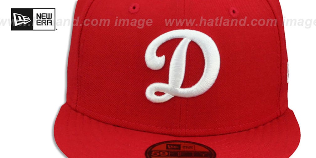 Dodgers D TEAM-BASIC Red-White Fitted Hat by New Era
