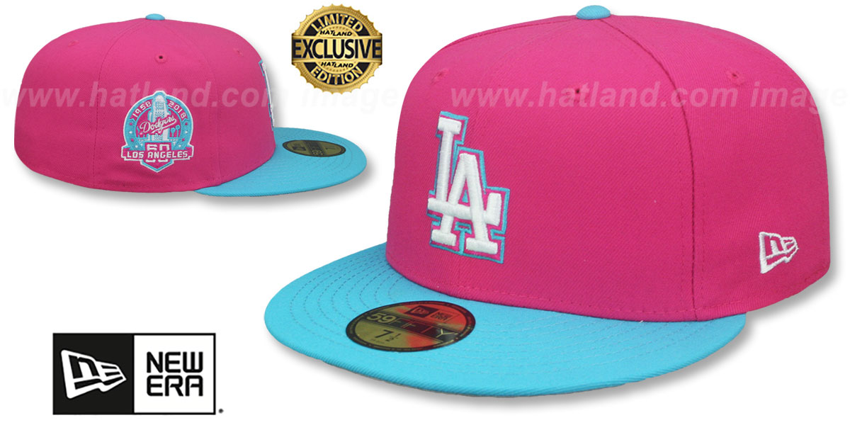 Los Angeles Dodgers MIAMI VICE SIDE-PATCH Beetroot-Blue Fitted Ha