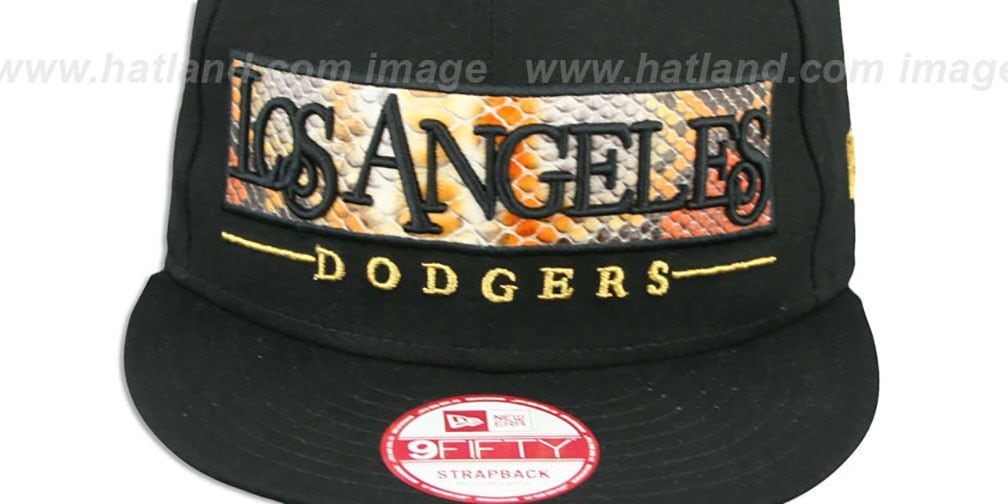 Dodgers SNAKE-WORD STRAPBACK Black Hat by New Era