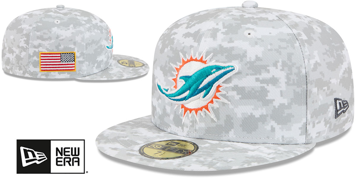 Miami Dolphins 2025 SALUTE-TO-SERVICE Snow White Digital Fitted H