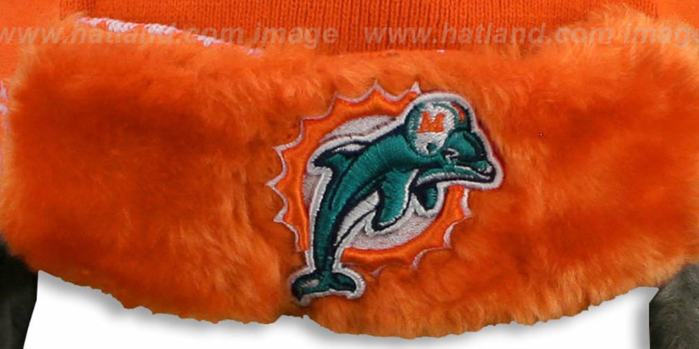 Dolphins TRAPPER Orange Knit Hat by New Era