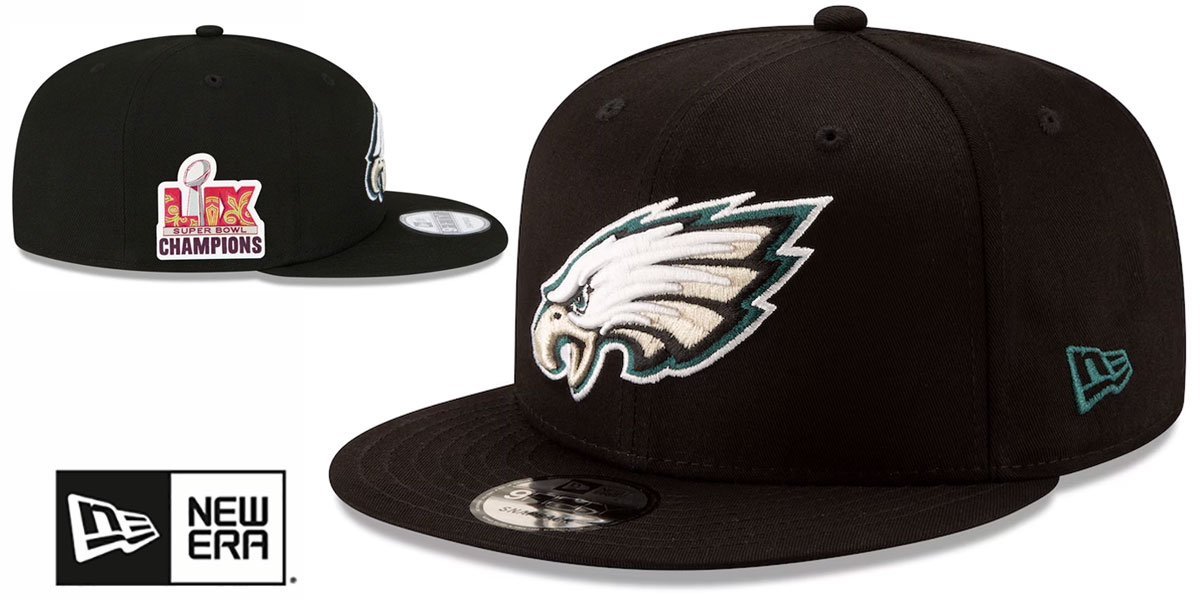 Philadelphia Eagles SUPER BOWL LIX CHAMPIONS Black Snapback Hat