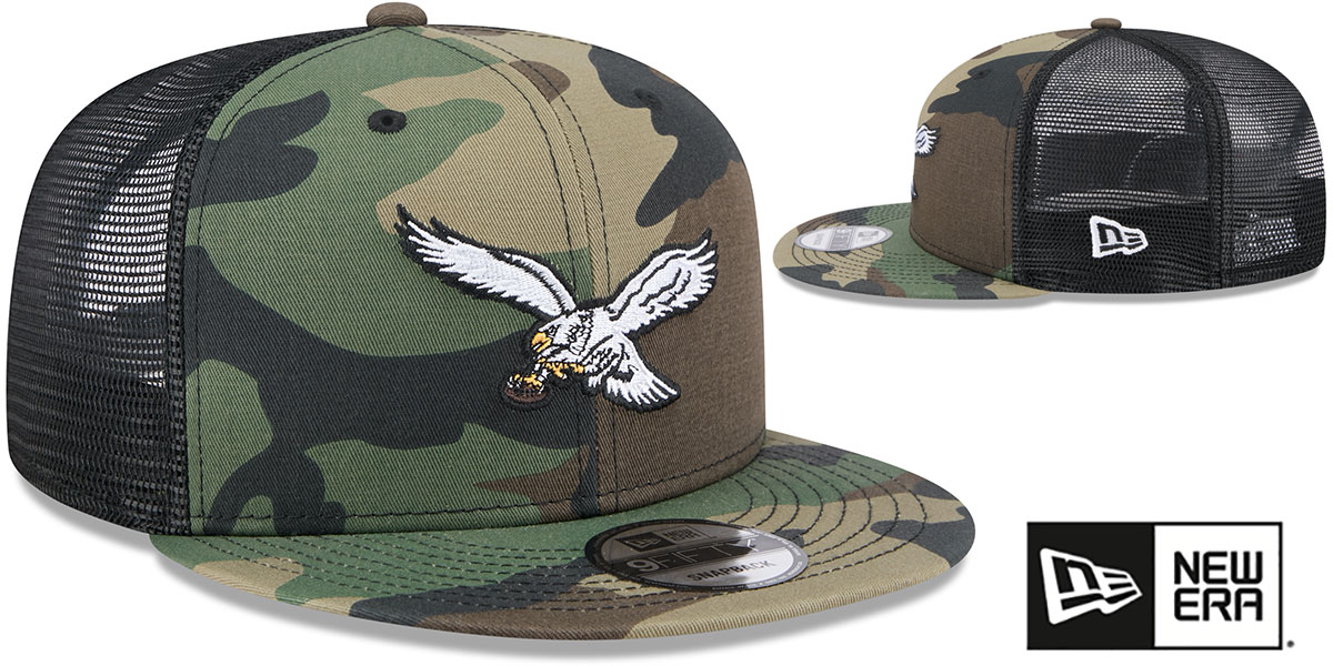 Philadelphia Eagles THROWBACK ARMY CAMO TRUCKER Woodland-Black Ha