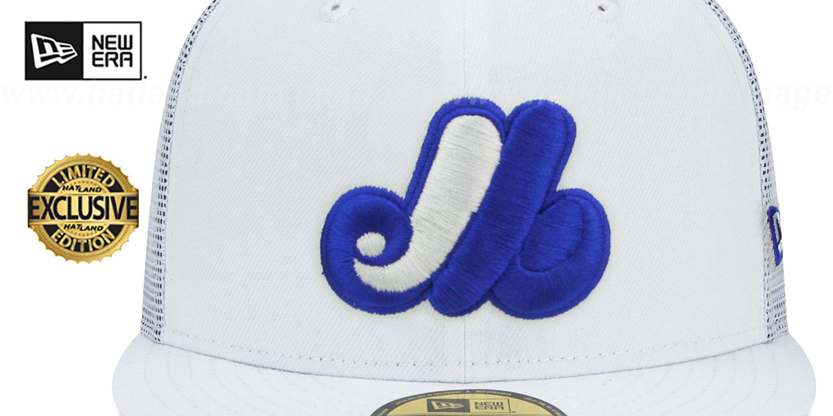 Montreal Expos BATTING PRACTICE TRUCKER White Fitted Hat