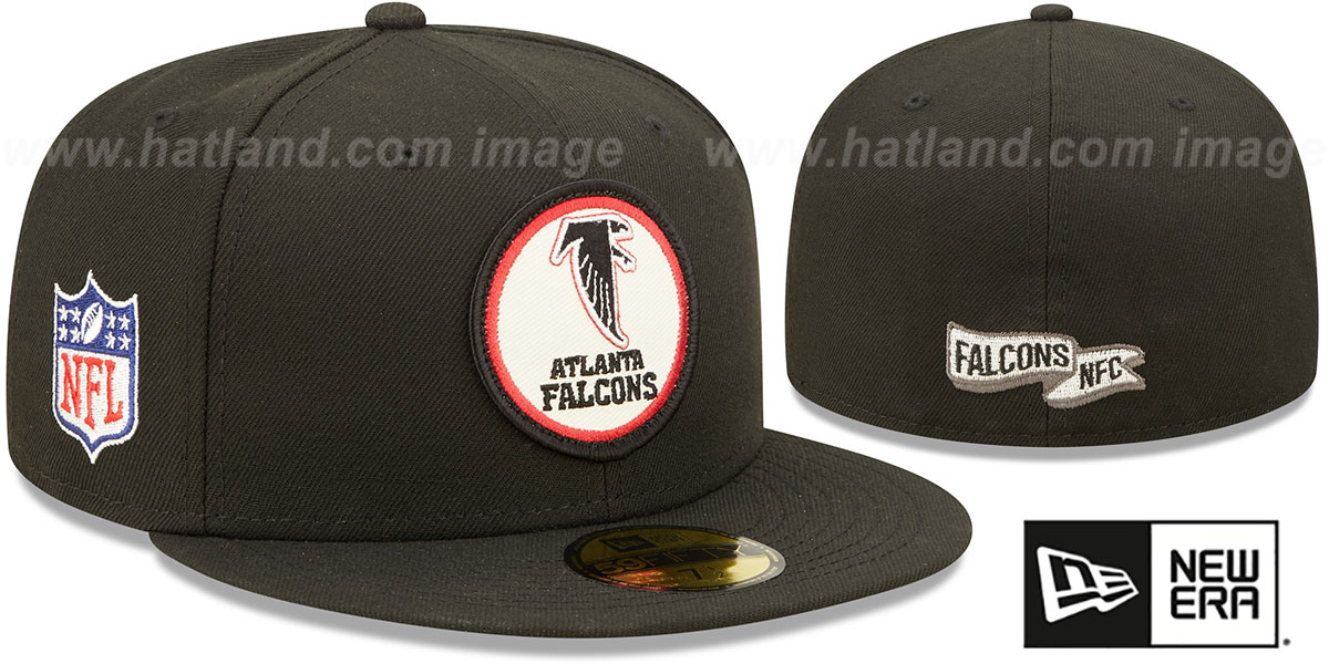 Atlanta Falcons 2022 NFL THROWBACK SIDELINE Black Fitted Hat