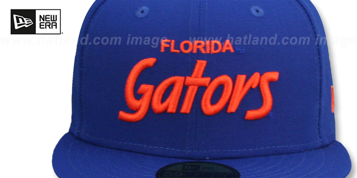 Florida NCAA TEAM-SCRIPT Royal Fitted Hat by New Era