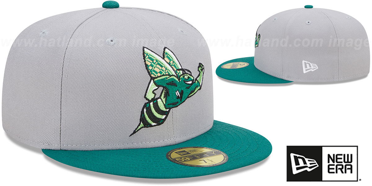 Augusta GreenJackets MILB MARVEL DEFENDERS Grey-Teal Fitted Hat
