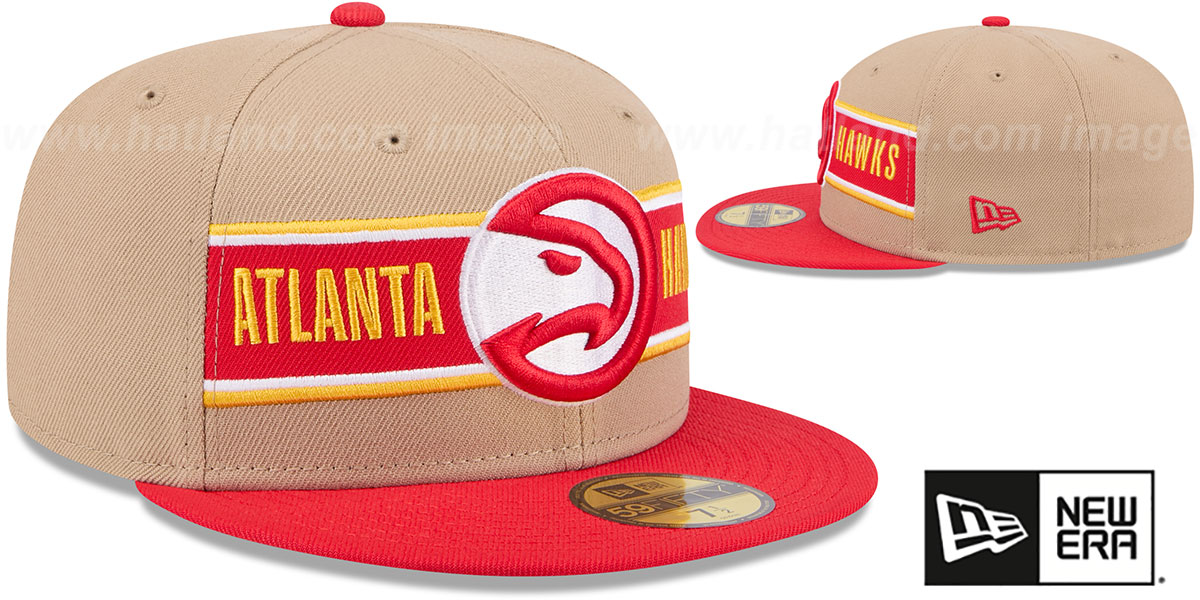 Atlanta Hawks 2024 NBA DRAFT Camel-Red Fitted Hat by New Era