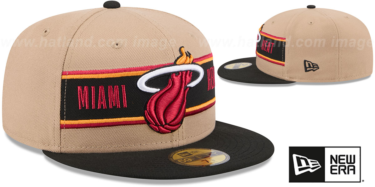 Miami Heat 2024 NBA DRAFT Camel-Black Fitted Hat by New Era