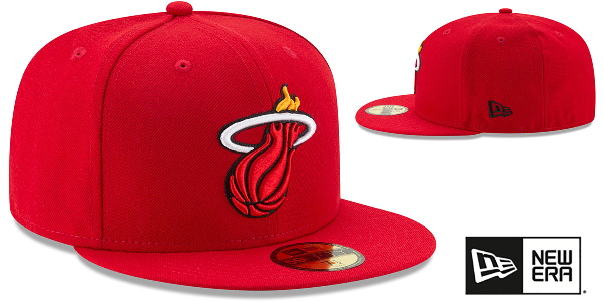 Miami Heat NBA TEAM-BASIC Red Fitted Hat by New Era