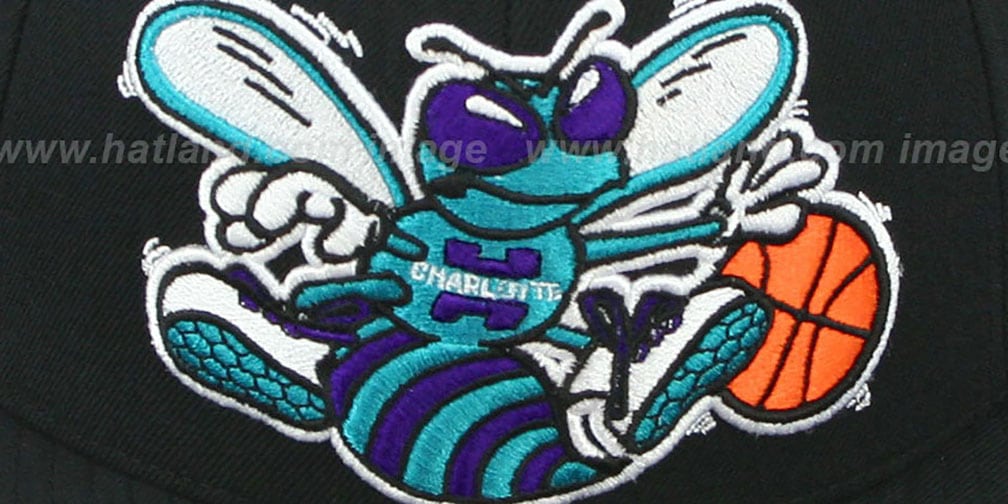 Charlotte Hornets XL-LOGO BASIC Black Fitted Hat