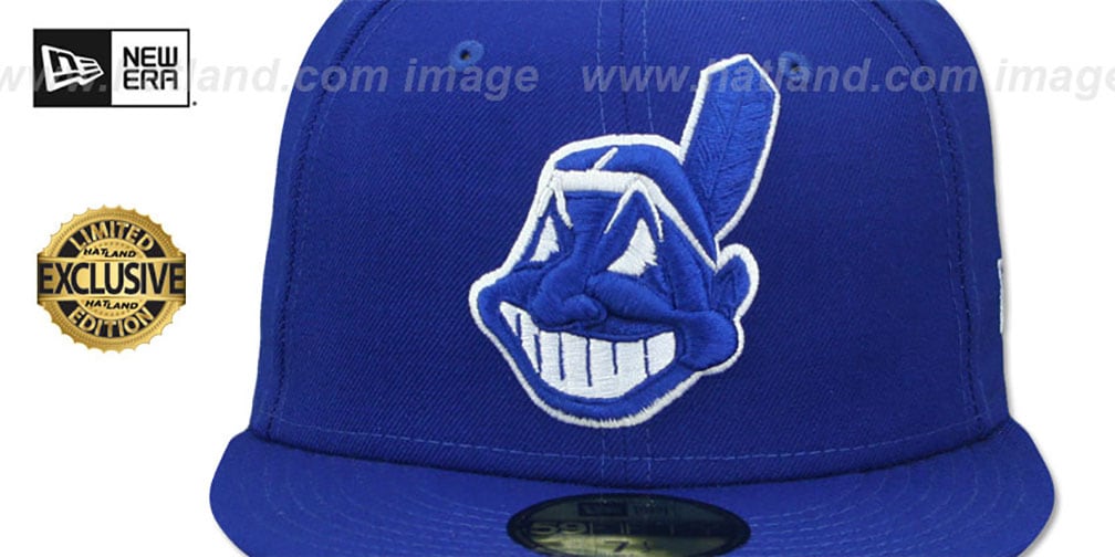 Cleveland Indians CHIEF-WAHOO Royal-White Fitted Hat