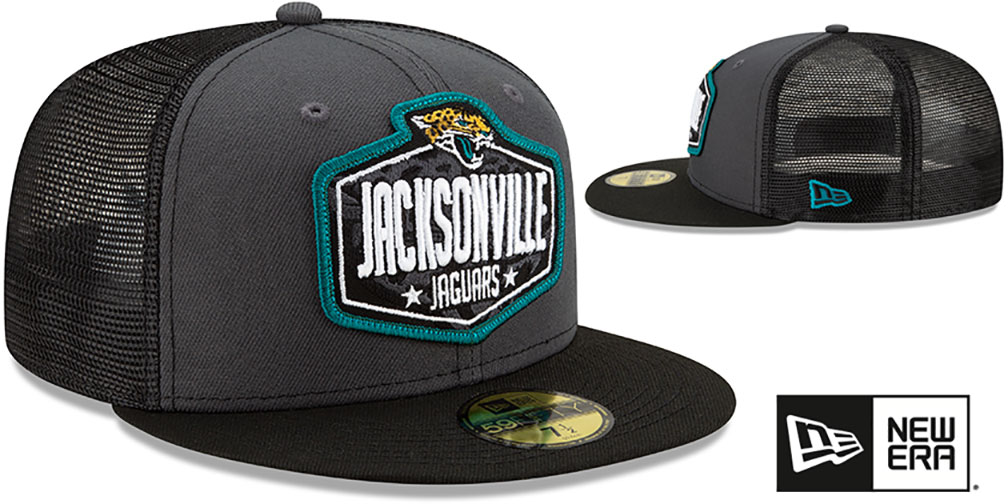 Jacksonville Jaguars 2021 NFL TRUCKER DRAFT Fitted Hat