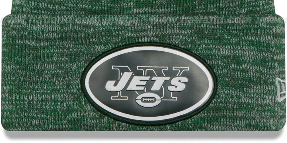 New York Jets BEVEL Green-White Knit Beanie Hat by New Era