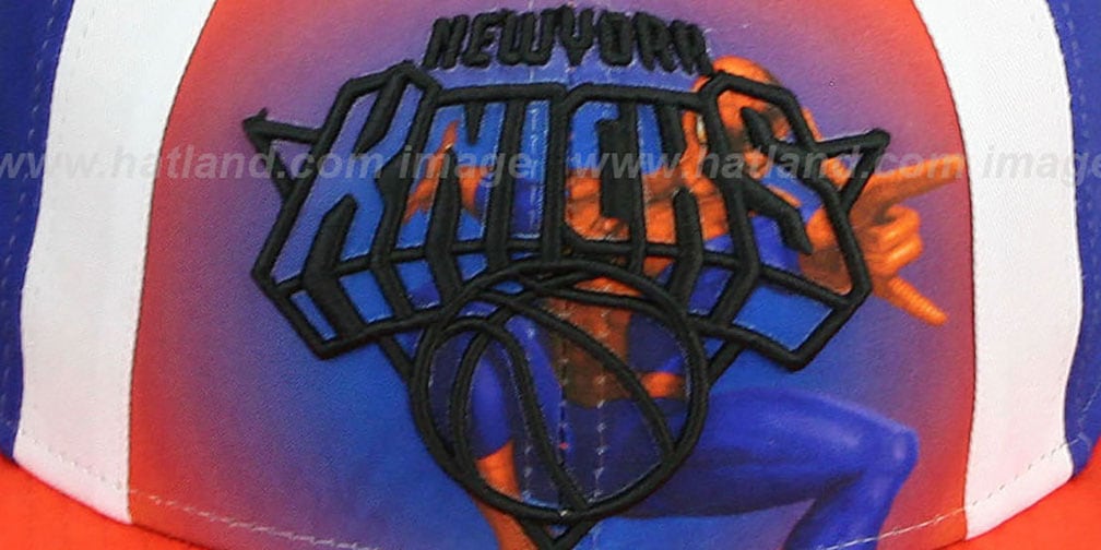 New York Knicks MARVEL RETRO-SLICE SNAPBACK Royal-Orange Hat
