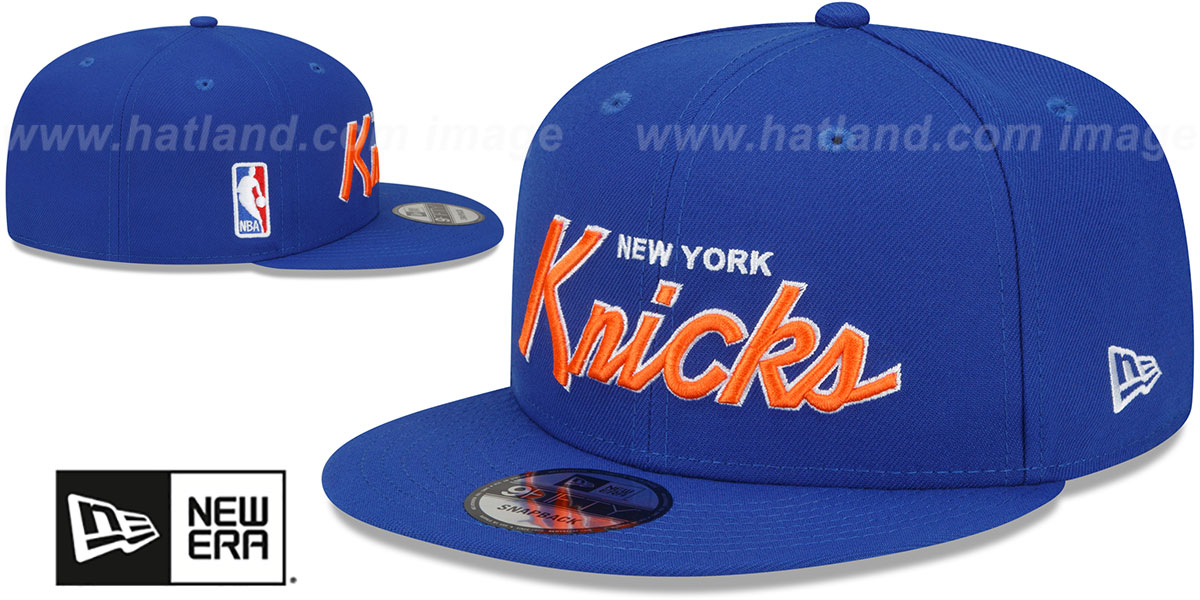 New York Knicks SCRIPT-UP SNAPBACK Royal Hat by New Era