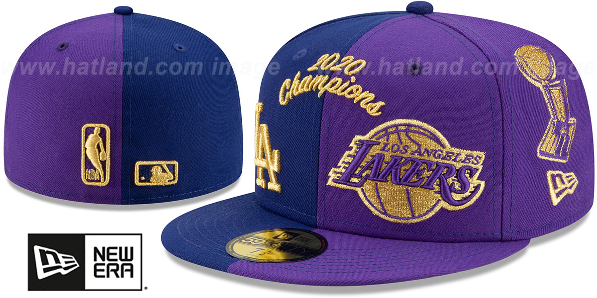 Los Angeles Lakers-Dodgers 2020 SPLIT CO-CHAMPS Royal-Purple Fitt