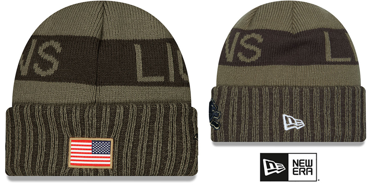 Detroit Lions 2025 SALUTE-TO-SERVICE Olive Knit Beanie Hat