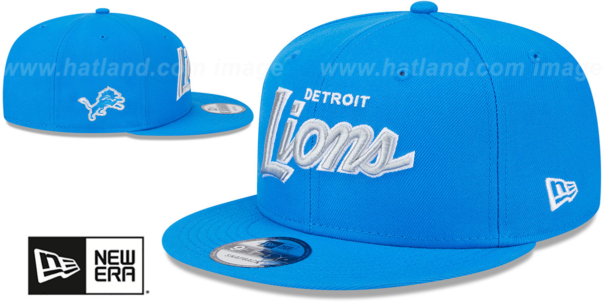 Detroit Lions TEAM-SCRIPT SNAPBACK Blue Hat by New Era
