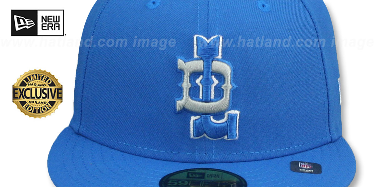 Detroit Lions THROWBACK NFL LIGATURE Blue Fitted Hat
