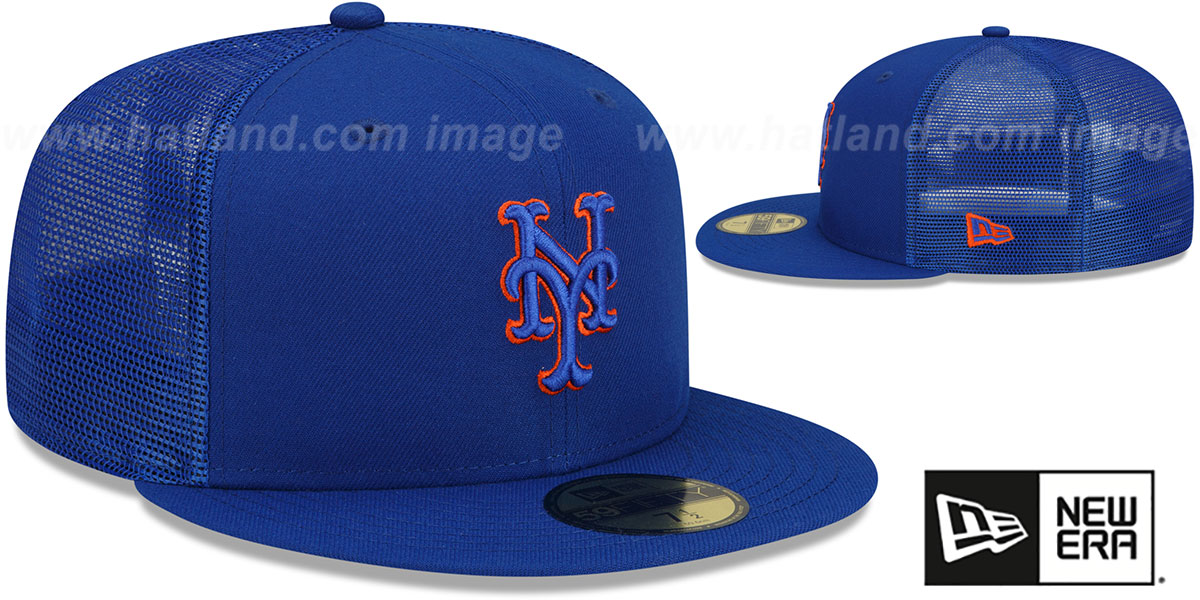 New York Mets BATTING PRACTICE TRUCKER Royal Fitted Hat