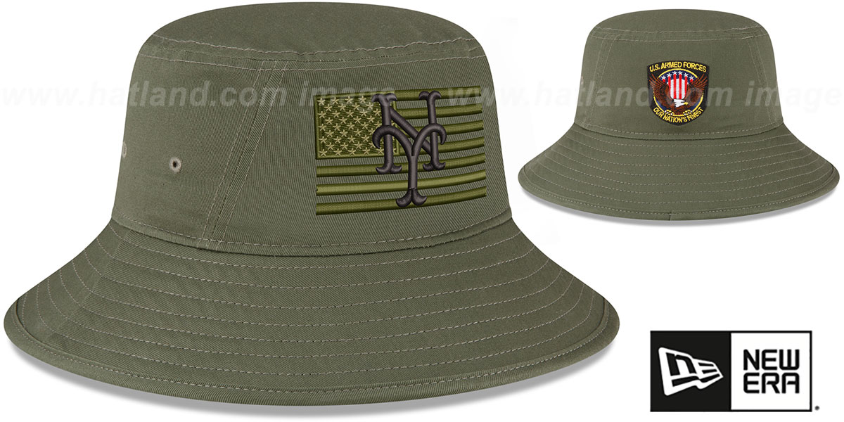 New York Mets 2023 ARMED FORCES STARS N STRIPES BUCKET Hat