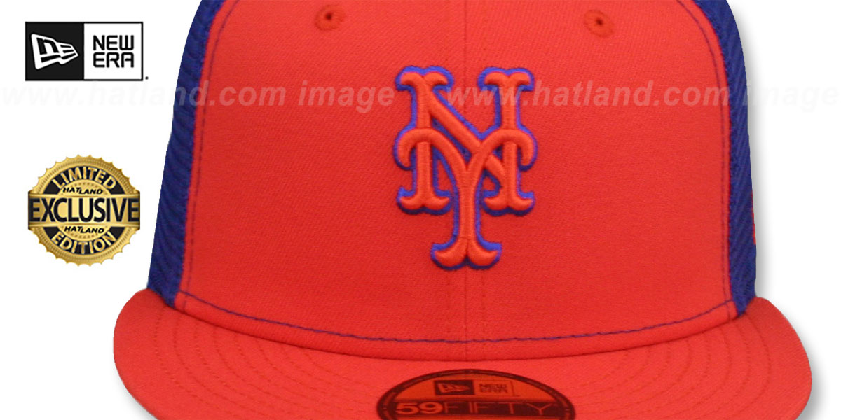 New York Mets 2T BATTING PRACTICE TRUCKER Orange-Royal Fitted Hat