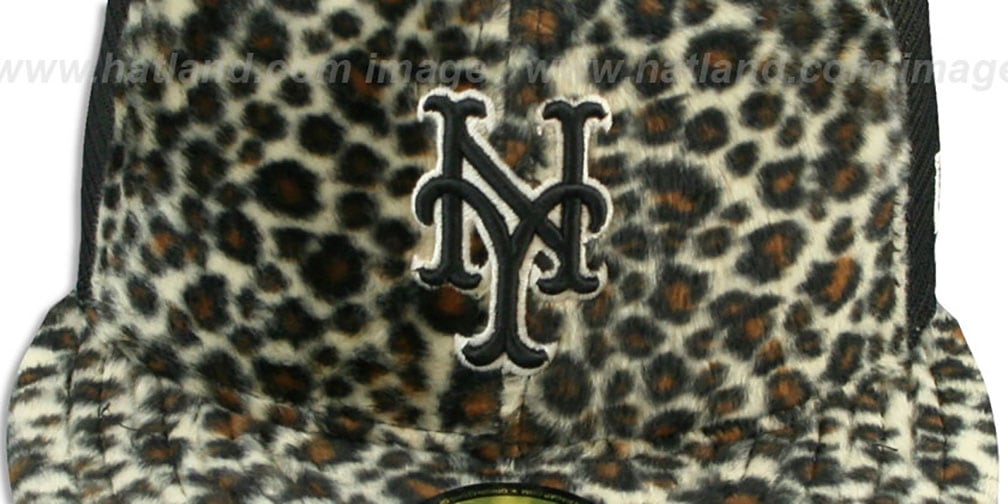 New York Mets CHEETAH ANIMAL-FUR MESH-BACK Fitted Hat