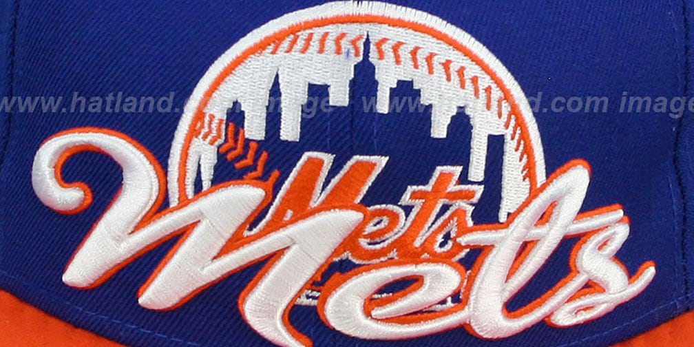 New York Mets SCRIPT-PUNCH Royal-Orange Fitted Hat