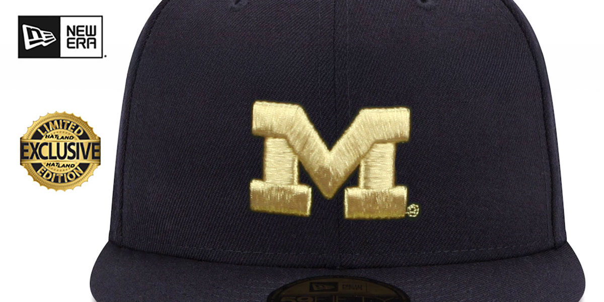 Michigan GOLD-METALLIC Black Fitted Hat by New Era