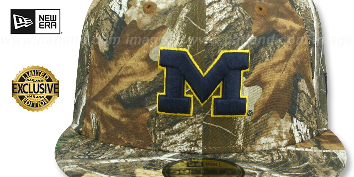 Michigan NCAA TEAM-BASIC Realtree Camo Fitted Hat by New Era