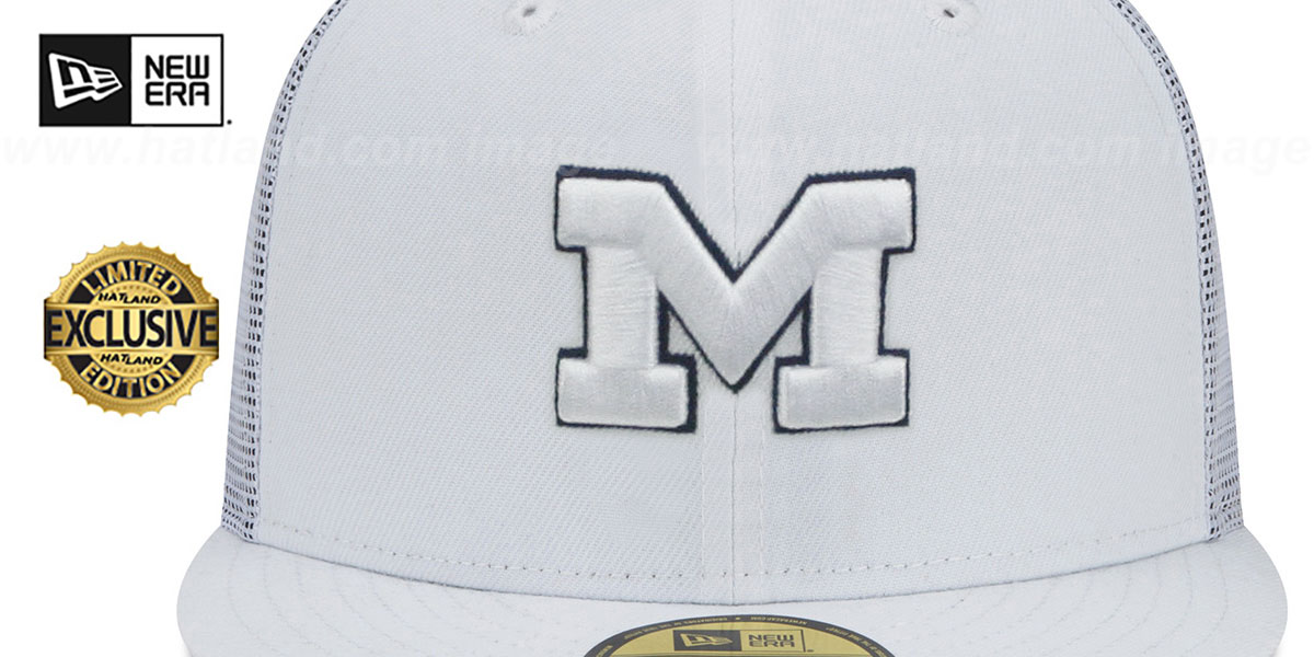 Michigan TEAM-BASIC TRUCKER White Fitted Hat by New Era