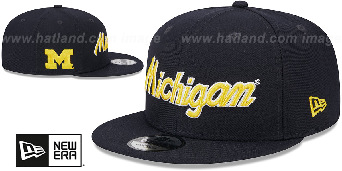 Michigan TEAM-SCRIPT SNAPBACK Navy Hat by New Era